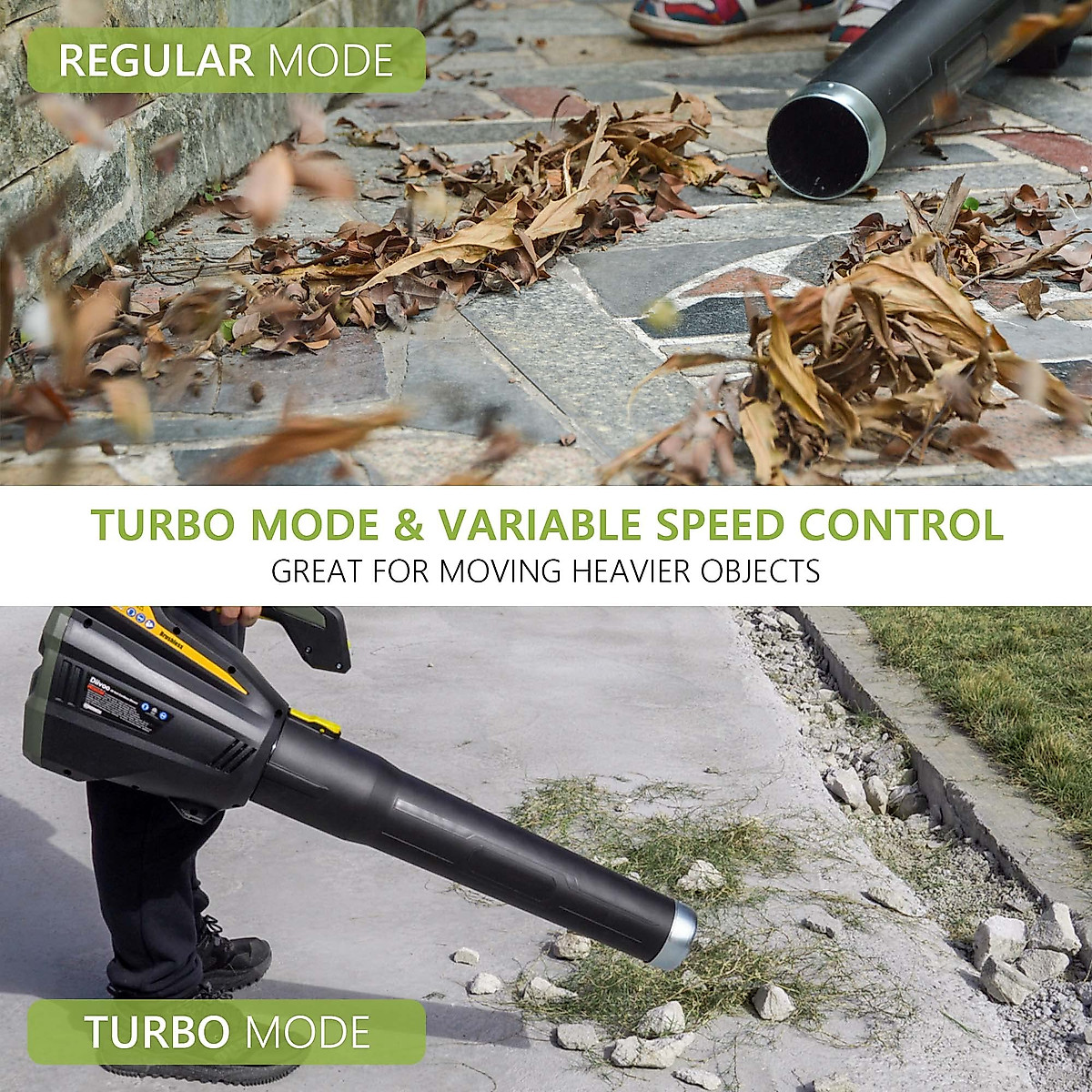 Diivoo Cordless Leaf Blower with 40 V Brushless Motor, 480-CFM/92-MPH Lightweight, Handheld, 2.5 Ah Battery-Powered Blower for Patios and Yards