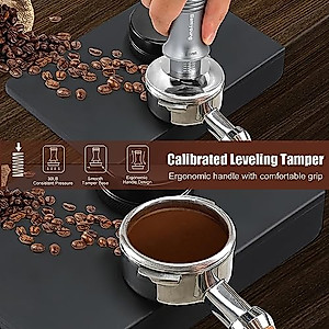 Samyoung Espresso Tamper 53mm Coffee Tamper with 30lbs Calibrated Spring-loaded Stainless Steel Espresso Coffee Tamper Flat Base Fits for Barista Coffee Lover Espresso Machine (53mm)