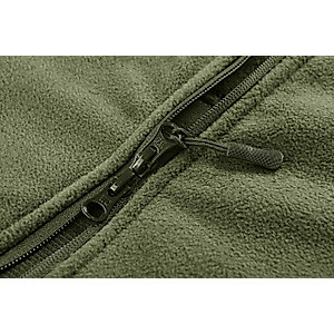 CRYSULLY Men's Tactical Front Zip Fleece Lining Hunting Mountaineering Jackets Windbreaker Coat Army Green