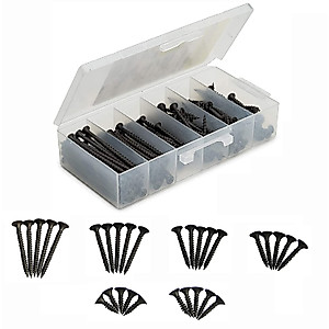 FASTENPOWER #6 Drywall Screws Assortment Kit, 6 Sizes 500pcs Bugle-Head Coarse Thread Sharp Point Drywall Screws Set, Phosphate Coated Drywall Screws Kit for Drywall Sheetrock, Furniture