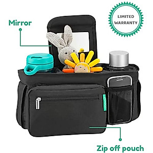 Non-Slip Stroller Organizer With Cup Holders, Exclusive Straps Grip Handlebar. Universal Fit For Uppababy Vista Cruz Nuna Baby Jogger Bob Britax Bugaboo Graco Stroller Accessories Caddy Parent Console