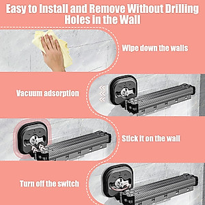 Clothes Drying Rack, Laundry Drying Rack, Wall Mounted Drying Rack, Collapsible Hanging Organize, Suction Cup Retractable Drying Rack Clothing for Balcony Laundry Bathroom