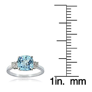 Ice Gems Sterling Silver Blue Topaz and Cushion-cut Ring, Size 6