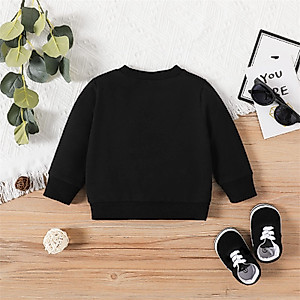 Newborn Infant Baby Girls Boys Print Letter Autumn Long Sleeve Hoodie Sweatshirt Pullover Clothes 5t Girls Sweatshirts (Black, 12-18 Months)
