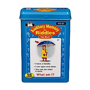 Super Duper Publications | Auditory Memory for Riddles Fun Deck | Listening Comprehension Flash Cards | Educational Learning Materials for Children
