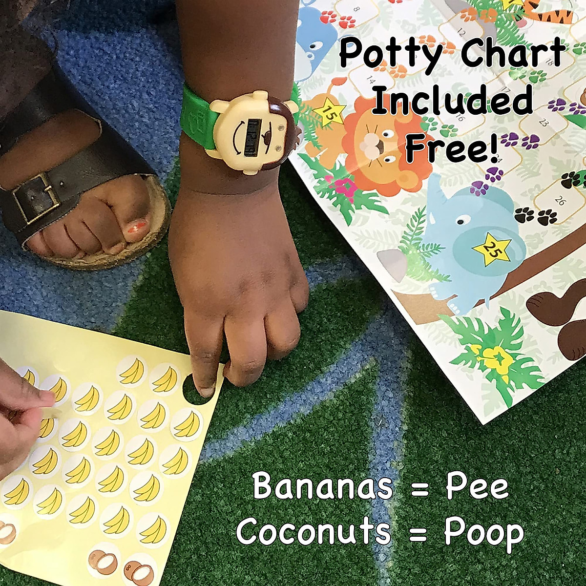 Potty Monkey Watch | Potty Training Reminder Watch with Colorful Fun Reward Chart and Stickers