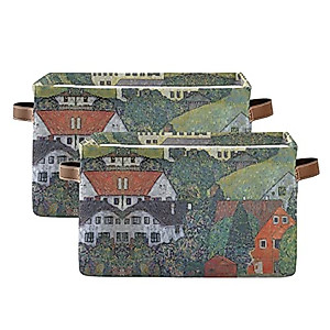 AHOMY Storage Basket Art Wall by Gustav Klimt Cube Storage Bins Organizer Bag with Handle 2-Pack