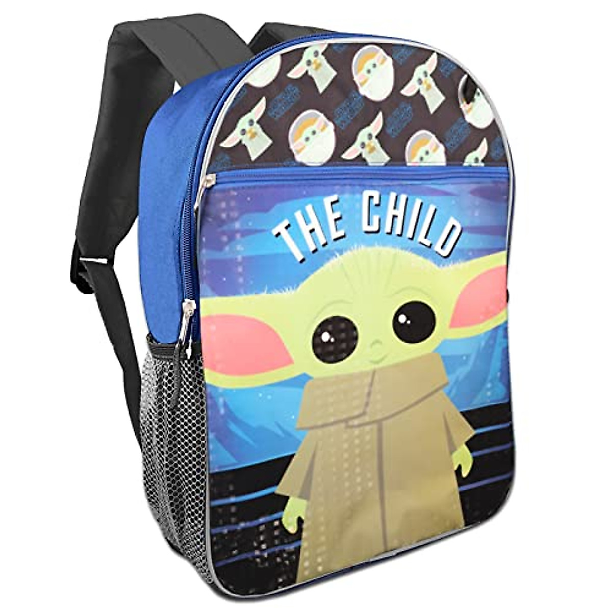 Disney Bundle Star Wars Baby Yoda School Backpack Set for Kids ~ 4 Pc Bundle With 16inch The Child School Bag, Pens, Stickers, And More | Mandalorian School Supplies