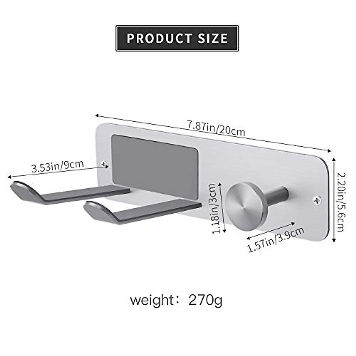 FLE Hair Dryer Holder Wall Mounted, Stainless Steel Self Adhesive Blow Dryer Holder Rack for Dyson Supersonic Hair Dryer,Silver