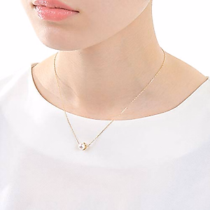 Japanese 7.0mm Akoya Cultured Pearl with Diamond Pendant Necklace for Women with 18K Yellow Gold | Classy Design Excellent Gift | Pearl Necklace