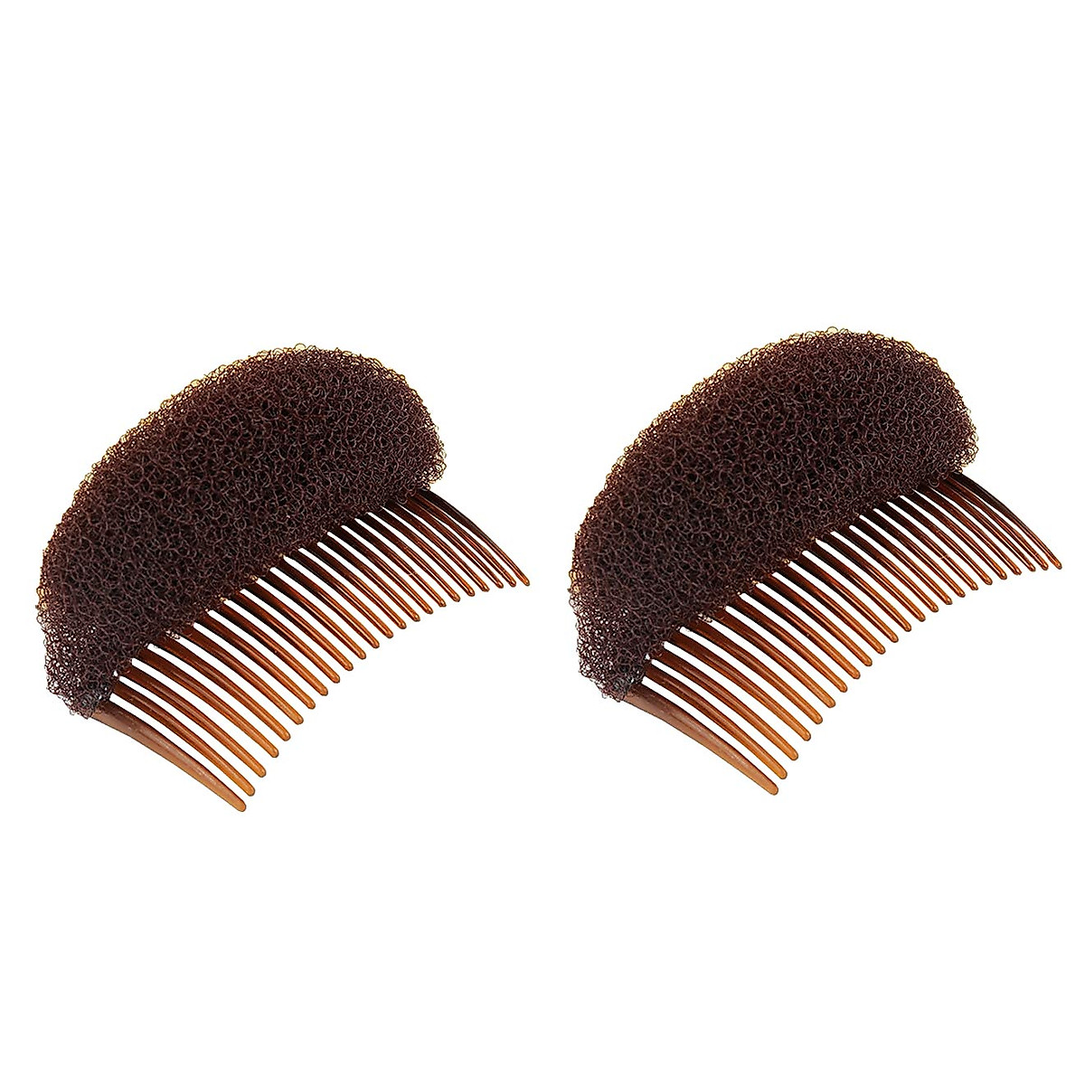 2PCS Women Lady Girls Soft Sponge Foam Hair Base Inserts Bump Up Hair Pads Stick Bun Maker Hair Styling Clip Hair Comb Braid Tool Hair Styling Accessories Brown