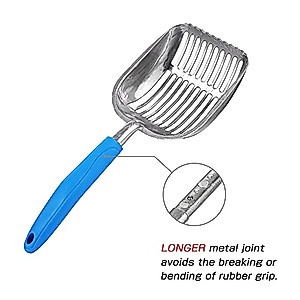 Chi-buy The Latest Update Cat Litter Scoop with Metal TABS/Round Teeth, Deep Shovel Sifter Cats Litter Scoop, Durable Pet Kitty Litter Scooper in Aluminium