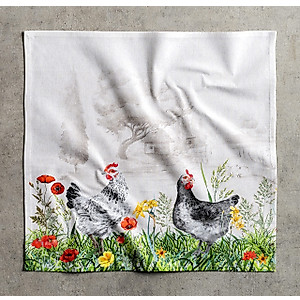 Maison d' Hermine Napkin 100% Cotton 20Inch x 20Inch Set of 4 Decorative Washable Cloth Napkins Table Napkin, Dining, Kitchen, Parties & Camping, Basse Cour - Spring/Summer