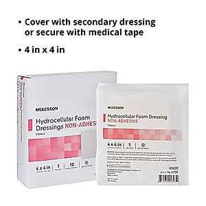 McKesson Hydrocellular Foam Dressings, Sterile, Non-Adhesive, Pad 4 in x 4 in, 10 Count, 10 Packs, 100 Total