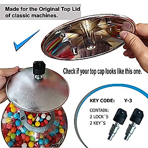 Lock and Key for Classic Gumball Machine - Vending Machines Top Lid Tubular Key Lock for Capsule, Candy, Gumball Vending Machine. Gumball Machine Lock and Key 1/4" Thread (2pc - Key Y3)…