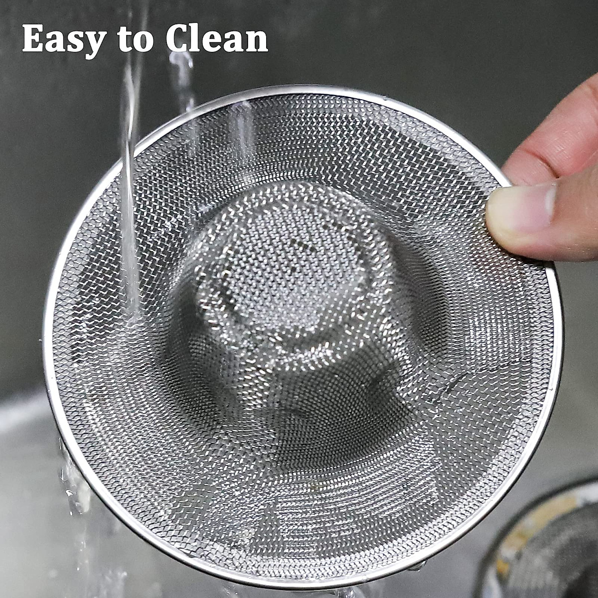 VMVN Kitchen Sink Strainer, Stainless Steel Sink Drain Strainer, 2pcs Drain Cover Stopper,4.5" Diameter for Kitchen Drain Basket,for Shower Bathtub Drain Hair Catcher