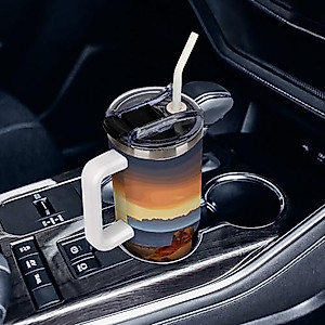 LLUTSNTH 40 Oz Vacuum Tumbler with White Handle Leakproof Insulated Tumbler Arches National Park Stainless Steel Travel Mug with Lid And Straw Coffee Cup Cute Water Bottles Cup Holder Friendly