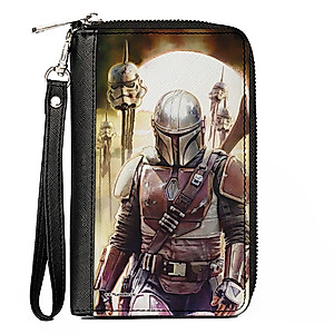 Buckle-Down Women's PU Zip Around Wallet Rectangle-Star Wars The Mandalorian, 7.5"x4.5"
