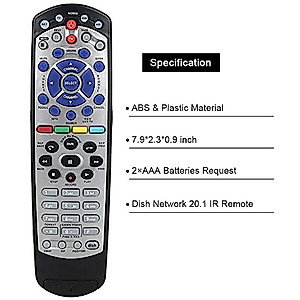 Gvirtue Universal Replacement Remote Control Compatible for Dish Network 20.1 IR Remote Control TV1