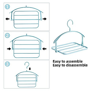 Pants Hangers Space Saving,3 Pack Multifunctional Pants Rack Hanger,Rotatable Closet Storage Organizer with Anti-Slip Design for Pants Jeans Scarf Towels Shoes,Travel Essentials