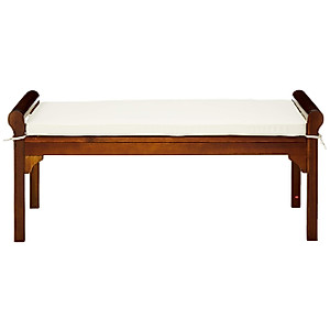 Christopher Knight Home Nelson Wood Bench with Cushion, Rich Mahogany