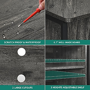 YITAHOME Corner TV Stand for TVs up to 55 Inch with Power Outlet, Modern Farmhouse Entertainment Center, Wood TV Media Console with Storage Cabinets Shelves for Living Room Bedroom, Gray Oak