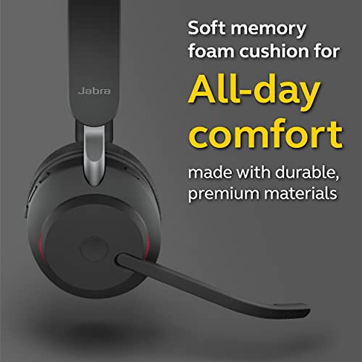 Jabra Evolve2 65 UC Wireless Headset with Link380c, Mono, Black – Wireless Bluetooth Headset for Calls and Music, 37 Hours of Battery Life, Passive Noise Cancelling Headphones