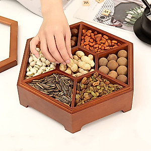 Homoyoyo 1pc Nut Compartment Box Tray Candy Dish Food Containers with Lids Food Serve Plate Candy Serve Holder Candy Serve Plate Fruit Serve Plate Candy Container Grid Storage Box Glass