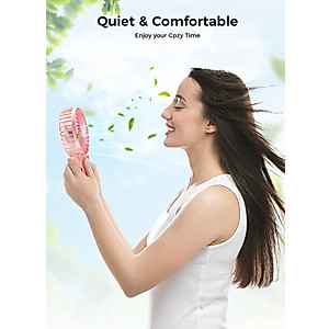 JZCreater Mini Handheld Fan,Portable Hand Held Fan, 15H Cooling Fan, Quiet 4 Speed, USB Rechargeable Battery Operated Desk Fan, Small Folding Electric Fan for Travel Outdoor Home Office Makeup, PINK