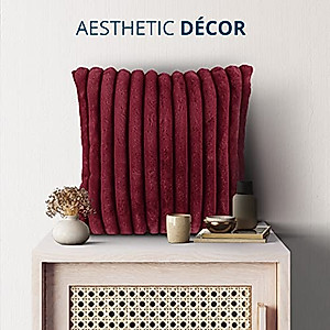 Throw Blanket & Throw Pillow Covers 5 Piece Set - Faux Fur Soft Throw Blanket for Couch & Pillow Protectors - 60"x50" Fleece Blanket with 4 Decorative Pillows Covers, Purple Potion