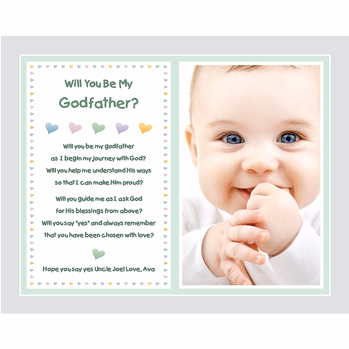 Poetry Gifts Will You Be My Godparents, Godmother or Godfather, Custom 8x10 Inch Print Personalized with Photo and Name of Godchild