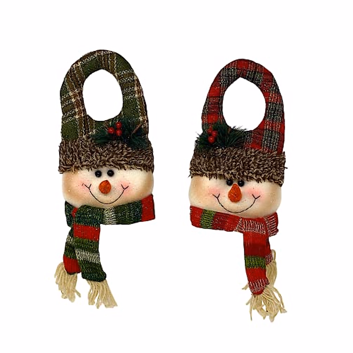 S/2 Snowmen Door Knob Wall Room Hangers Soft Plush Fabric Christmas Winter Holiday Decorations Home Business (Snowmen Hangers)