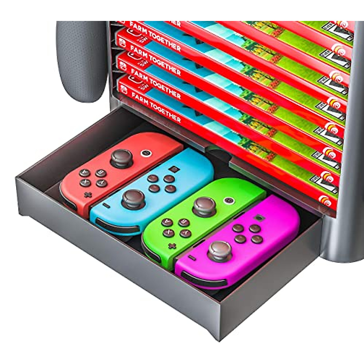 Skywin Game Storage Tower for Nintendo Switch - Nintendo Switch Game Holder Game Disk Rack and Controller Organizer Compatible with Nintendo Switch and Accessories
