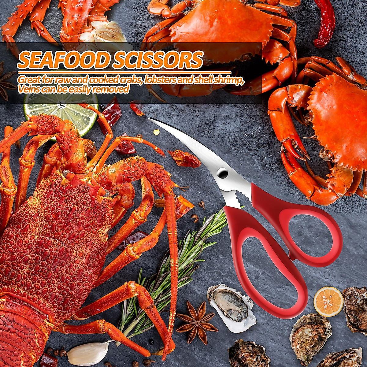 Seafood Crab Crackers and Tools, 21 Pcs Crab Leg Crackers Tools, Lobster Crackers and Picks Set, Crab Utensils Seafood Tools, Crab Forks Scissors Lobster Shellers, mobzio Nut Cracker Set for Crab Legs