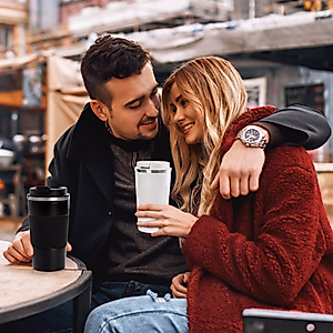 Bekith 2 Pack Travel Coffee Mug, 17oz Insulated Coffee Mug with Leakproof Lid, Double Walled Vacuum Stainless Steel Reusable Coffee Cup Tumbler for Hot and Iced Coffee Tea Water (Black, White)