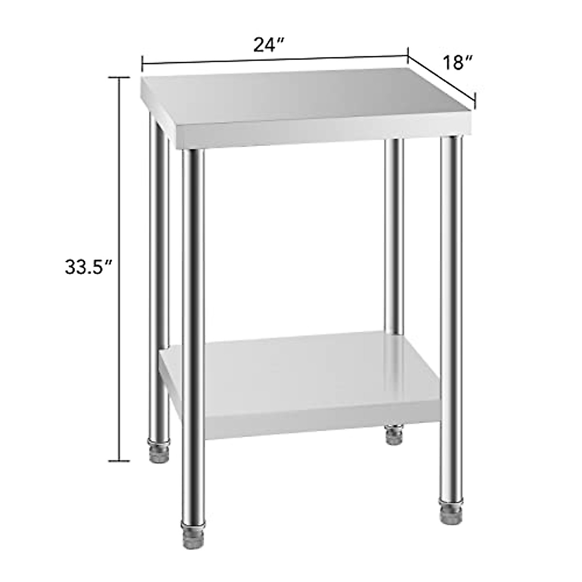 HXCFYP Stainless Steel Table for Prep & Work 24 x 18 Inches, NSF Commercial Heavy Duty Food Prep Worktable with Undershelf for Restaurant, Home and Hotel Christmas Preparation Table