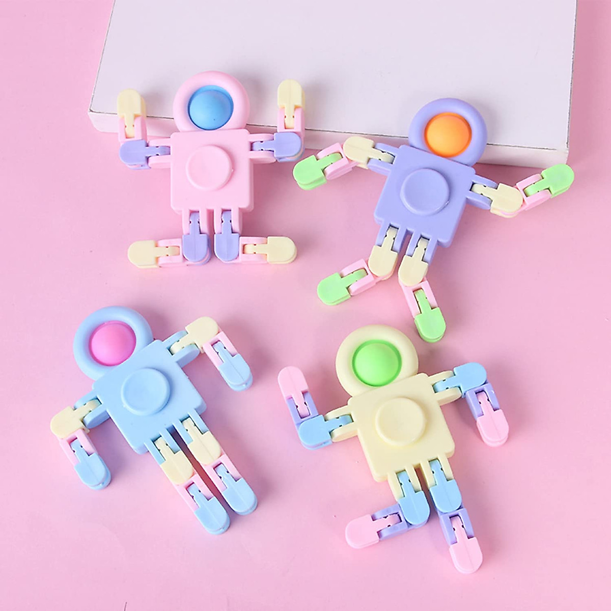 Eerrhhaq 20 Pcs Funny Sensory Fidget Toys,Transformable Chain Robot Finger Toy,Stress Relief Fingertip Gyro Toys for Party Favors,Gifts,Classroom Supplies Prizes