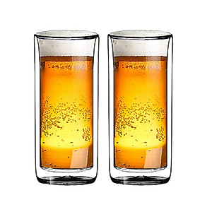 Sun's Tea (Set of 2) 20oz (600ml) Ultra Clear Strong Double Wall Insulated Thermo Glass Tumbler V3 Highball Glass for Beer/cocktail/lemonade/iced Tea/Smoothie (Real Borosilicate Glass, Not Plastic)
