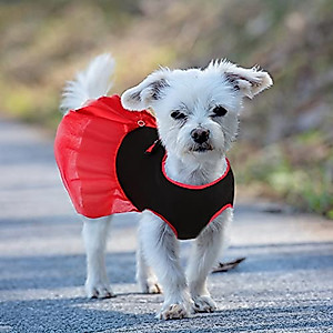 Phiyolin Dog Dress, Pet Princess Dress Red Organza Puppy Dress with Cute Bow, Pet Dress with Diamond Dog Skirt for Small to Medium Dogs(M,Red)