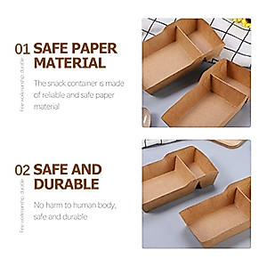 CALLARON Paper Food Container 50Pcs Kraft Paper Boxes Paper Candy Containers Paper Food Container for Cookies, Mini Pies, Cupcakes (Kraft Paper) Food Serving Boats