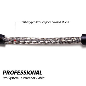 uncle crazy Guitar Instrument Cable, 10 Feet, 20 AWG Electric Instrument Cable Bass Amp Cord for Guitar Bass Amplifier Audio, Straight-Straight Angle, ¼ Inch (6.35mm) Connectors(Pro Black 10)