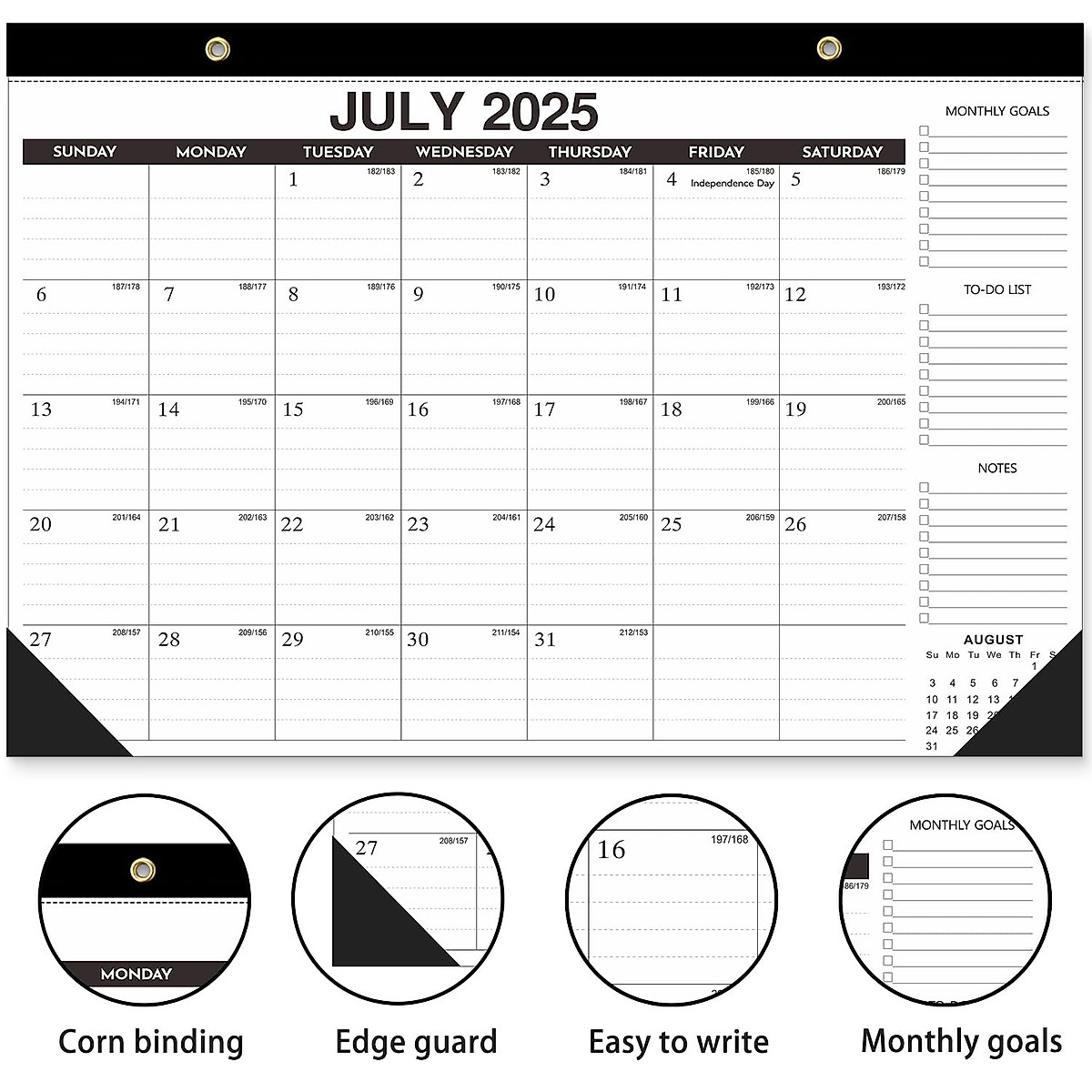 2023-2024 Desk Calendar, 18 Month Desk Calendar/Wall Calendar Combo, 17" x 12", January 2023-June 2024, Highlight Holidays, Planning Calendar, Thick Paper