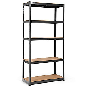 Giantex Storage Rack Shelving Unit Storage Shelf Steel Garage Utility Rack 5-Shelf Adjustable Shelves Heavy Duty Display Stand for Books, Kitchenware, Tools Bolt-Free Assembly 36"x 16"x 72” (1)