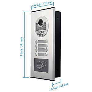 AMOCAM 8 Units Apartment Intercom System, Video Intercom Video Door Phone Kit, HD Camera 7" Monitor with ID keyfobs Unlock for 8 Household or Office