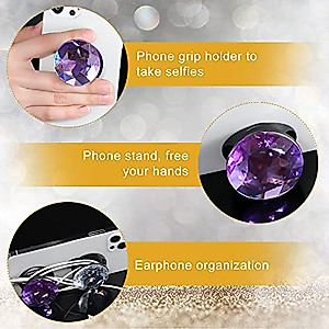 Frienda 8 Pieces Disco Crystal Phone Grip Holder Collapsible Finger Kickstand with Bling Disco Top Self-Adhesive Expanding Stand Universal Electronic Accessories for Phones Tablets
