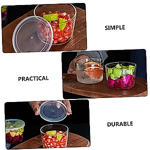 NOLITOY 2pcs Yogurt Cup with Cover trifle bowl glass clear glass bowls vitroleros para mini Glass dessert bowl mini salad bowl clear fruit Multi-functional Bowl Pudding Bowl