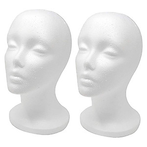12" 2 Pcs Wig Head - Tall Female Foam Mannequin Wig Stand and Holder for Style, Model And Display Hair, Hats and Hairpieces, Mask - for Home, Salon and Travel