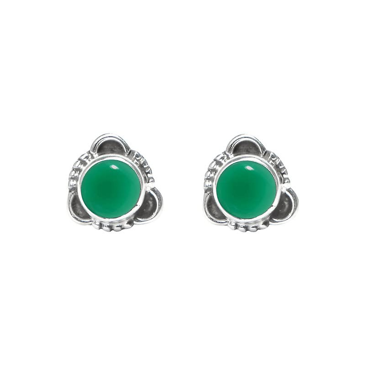 Green Onyx Stone Post Stud Earrings 925 Sterling Silver Gemstone Stud Earrings For Girls Women Jewellery Handmade Earring