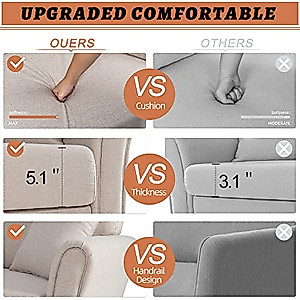 Shintenchi 87 inch Modern Sofa Couch for Livingroom, Mid-Century Loveseat Furniture with Hardwood Frame, Upholstered Couch, Rounded Arms, Deep Seat Sofa Bed for Bedroom, Beige