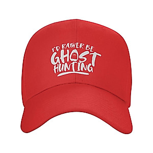 I'd Rather Be Ghost Hunting Adjustable Baseball Hat Unisex Adult Sports Cap Red Outdoor Uv Protection